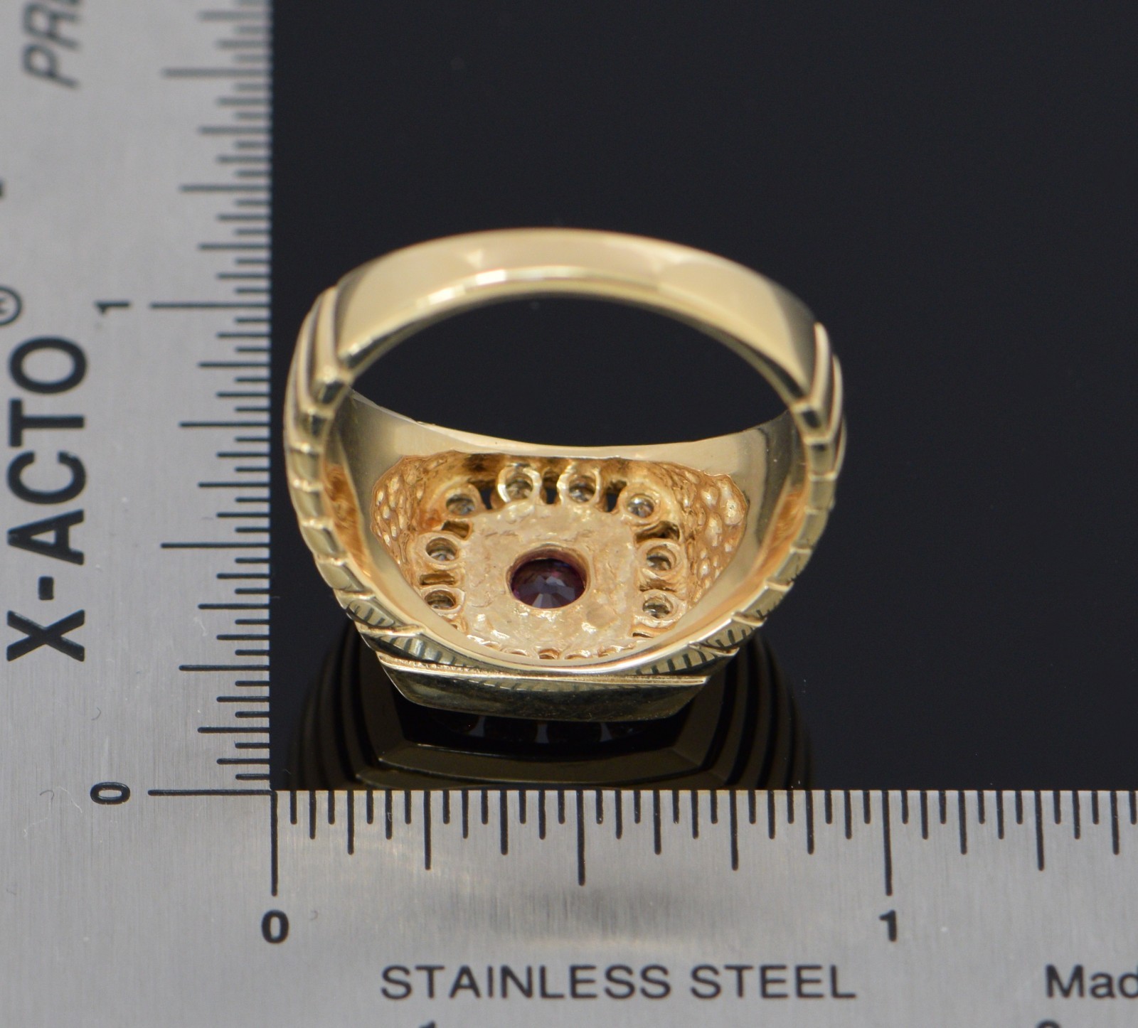 14K Yellow Gold Ruby & Diamond Men's Ring, Size 9.75 - Gem