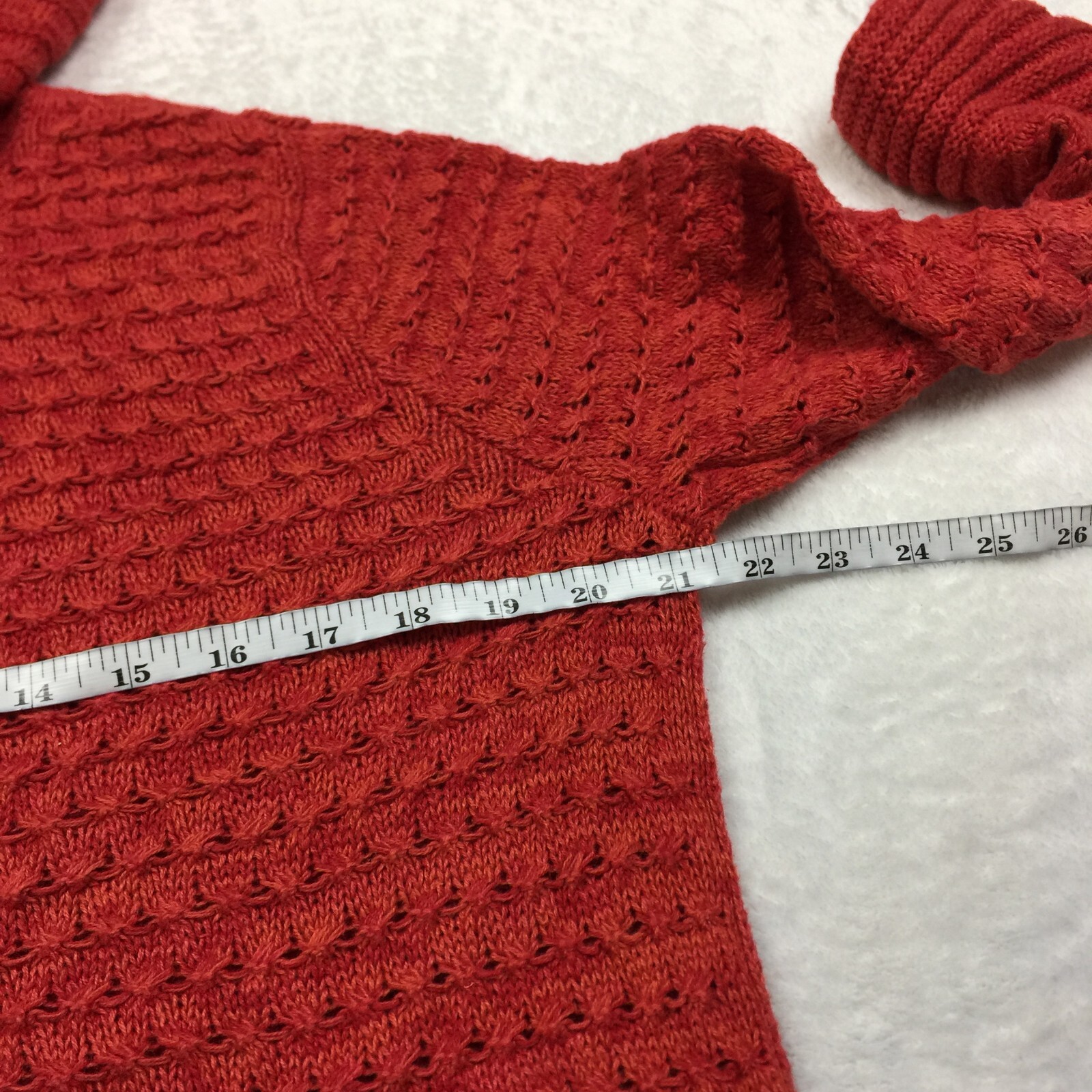 NOMADIC TRADERS Sweater Size S Womans Red Ramie Open Knit Turtleneck ...