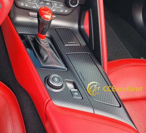 For C7 Corvette 14-19 Real Matt Carbon Fiber Interior Center Console ...