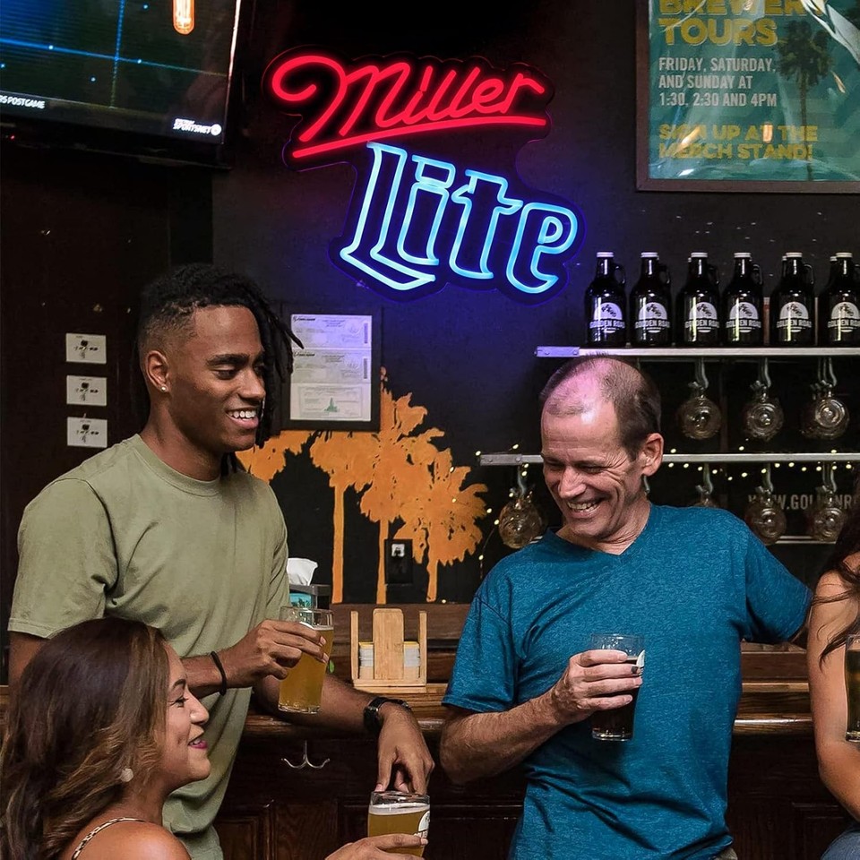Miller Lite Neon Sign Light Lamp Beer Bar Decor Wall LED Man Cave ...