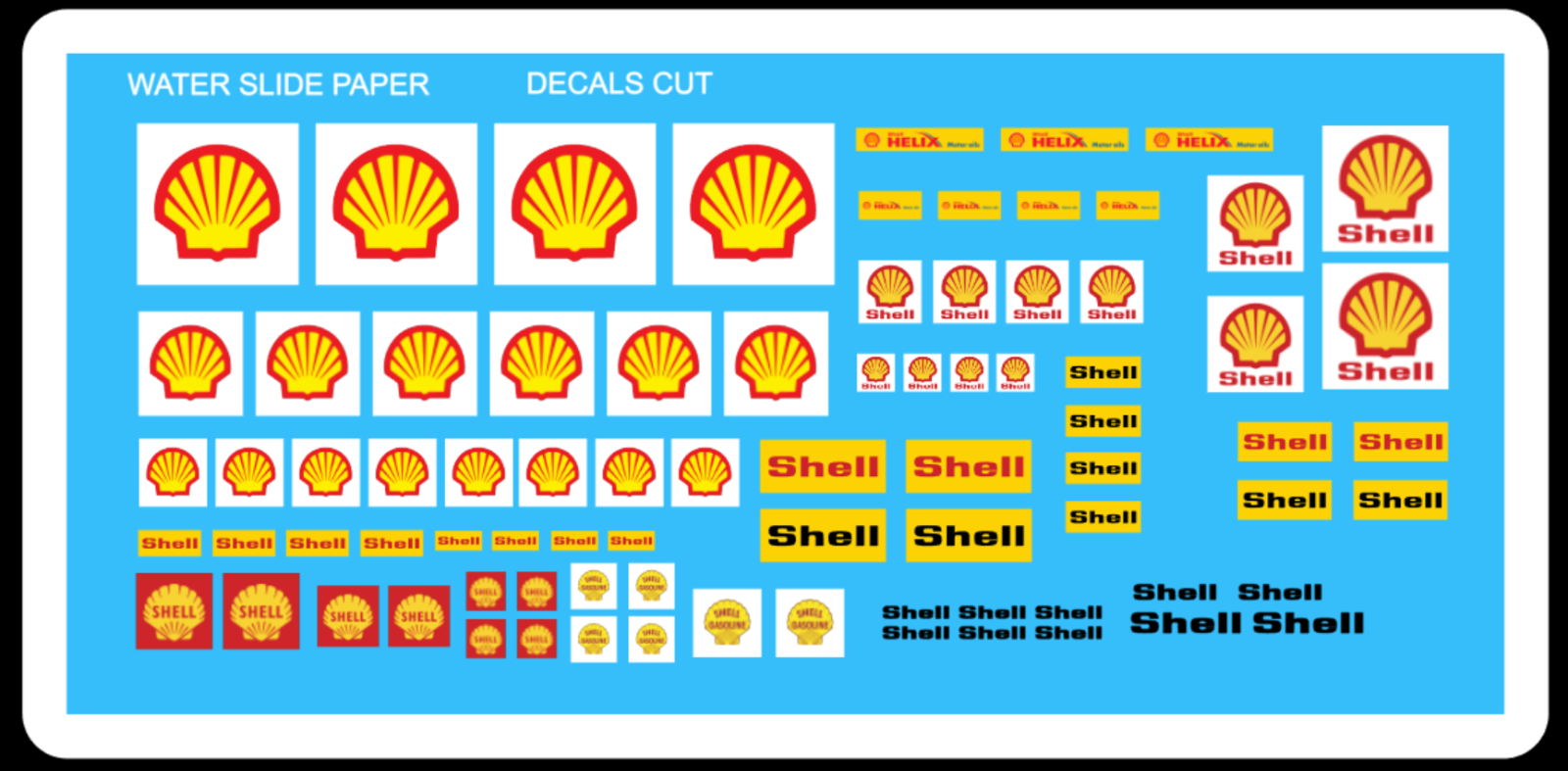 DECALS DECALCOMANIE 1:43 SHELL 1:32 1:24 scalex motor oil gasoline ...