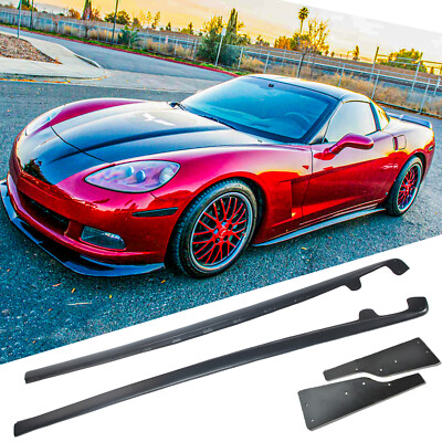 For 05-13 Chevy Corvette C6 Base Side Skirts ZR1 Style Rocker Panels ...