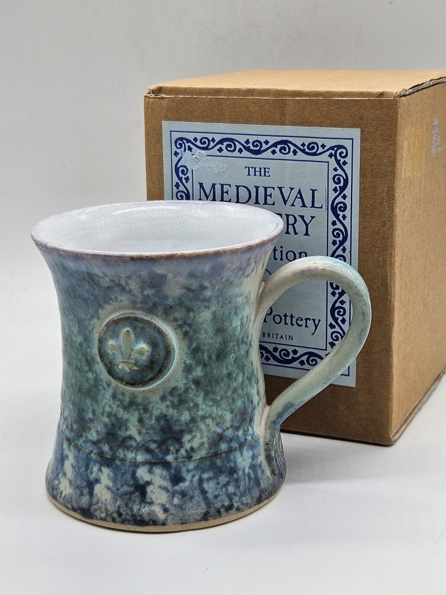 Medieval Pottery Cups RETRO PURBECK POTTERY 5 COFFEE MUGS AND SAUCERS
