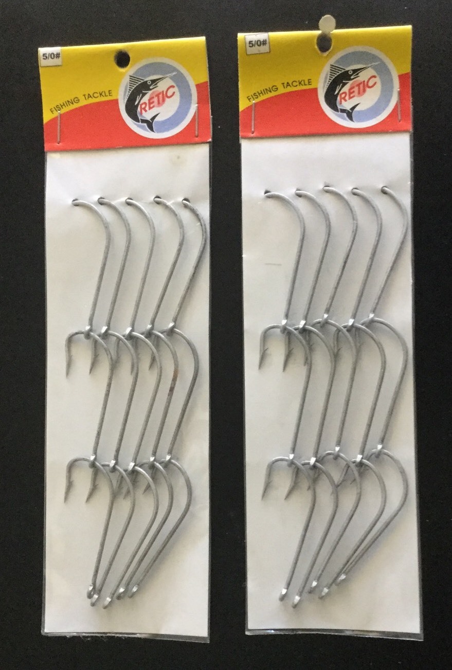 5/0 GANG HOOKS 10 GANGED HOOKS IN SETS OF 3 X 5 Fishing Tackle, For ...