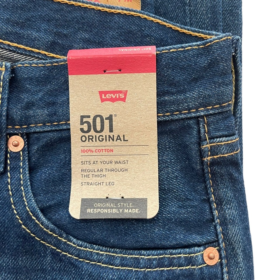 Levis Men's 501 Original Fit Jeans Straight Leg Button Fly 100% Cotton ...