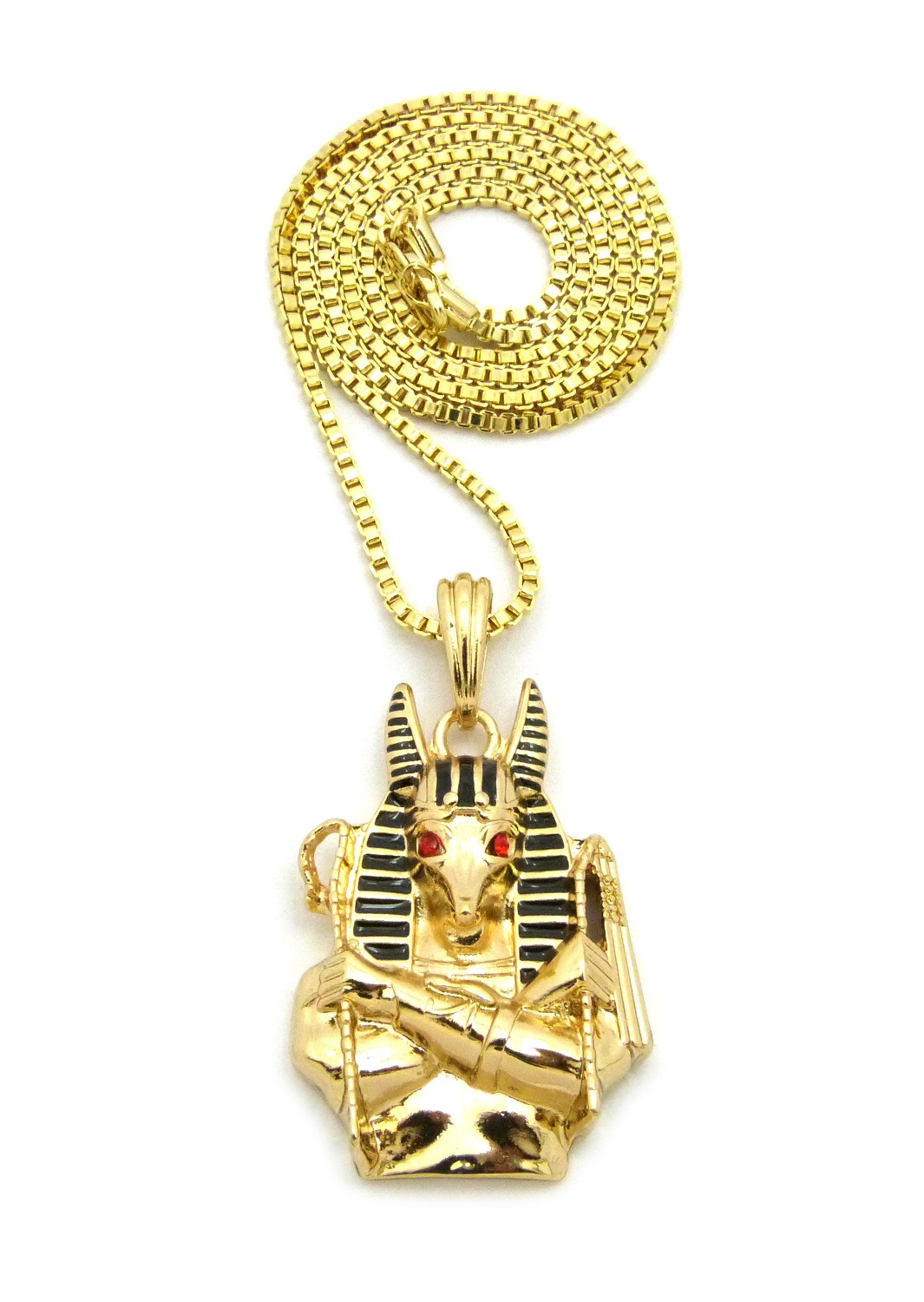 NEW EGYPTIAN ANUBIS PENDANT & 24" BOX/ROPE/CUBAN CHAIN HIP HOP NECKLACE ...