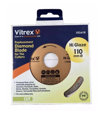 Vitrex Replacement Diamond Blade For Tile Cutters 110mm Hi Glaze 103416 ...