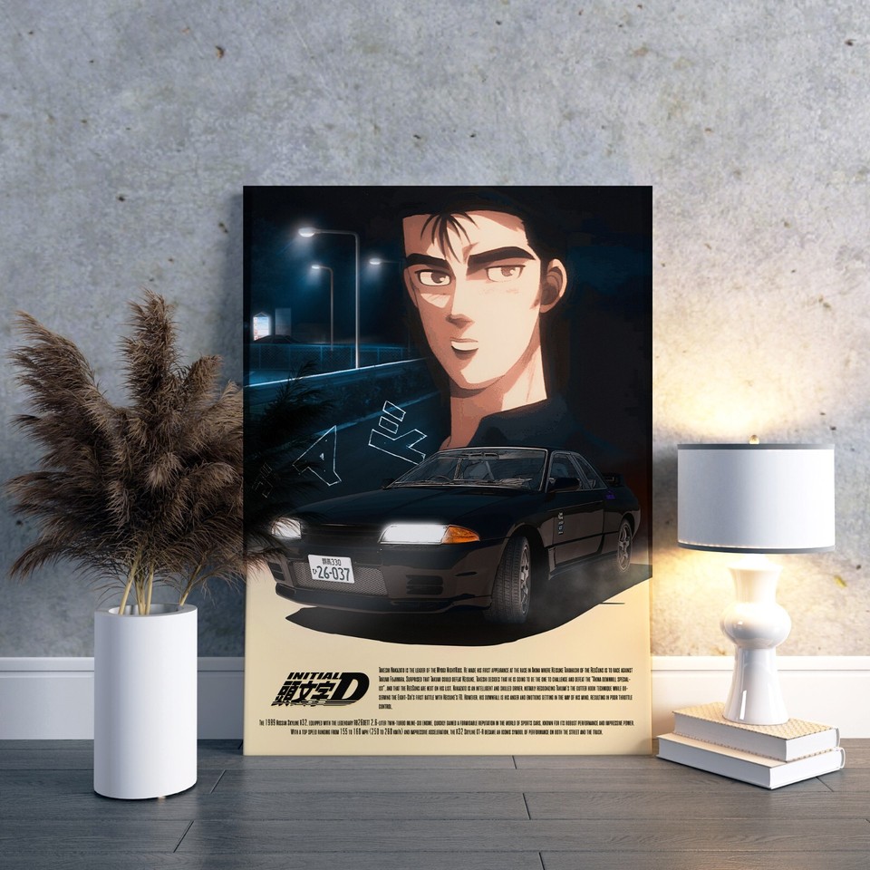 Initial D - "Night Kids" Takeshi Nakazato Skyline R32 CANVAS FRAMED ...