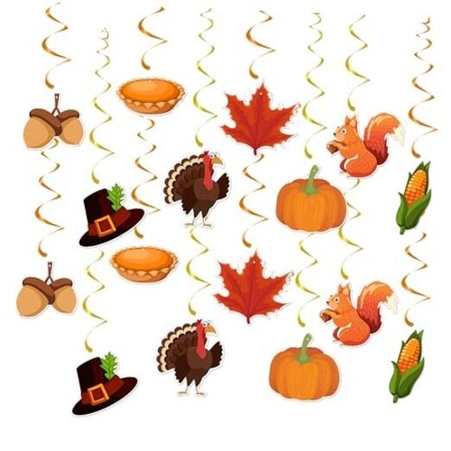 Fall Hanging Swirls Party-Decorations - 24Pcs Streamers Thanksgiving ...