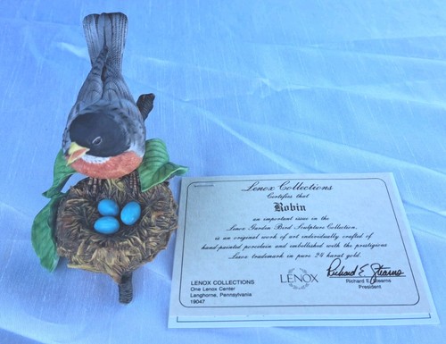 Lenox American Robin Porcelain Bird Garden Bird Series COA & Box 1989 ...