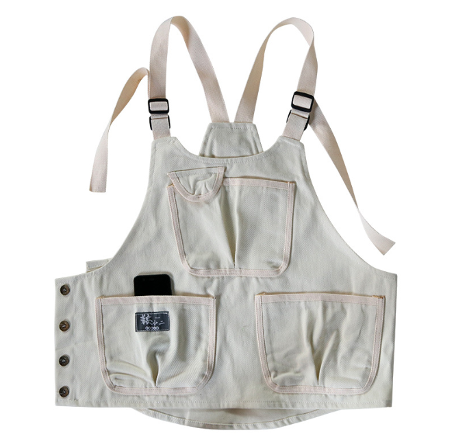 Japanese Retro Worker Multi pockets Vest Outwear Waistcoat Sling Double ...
