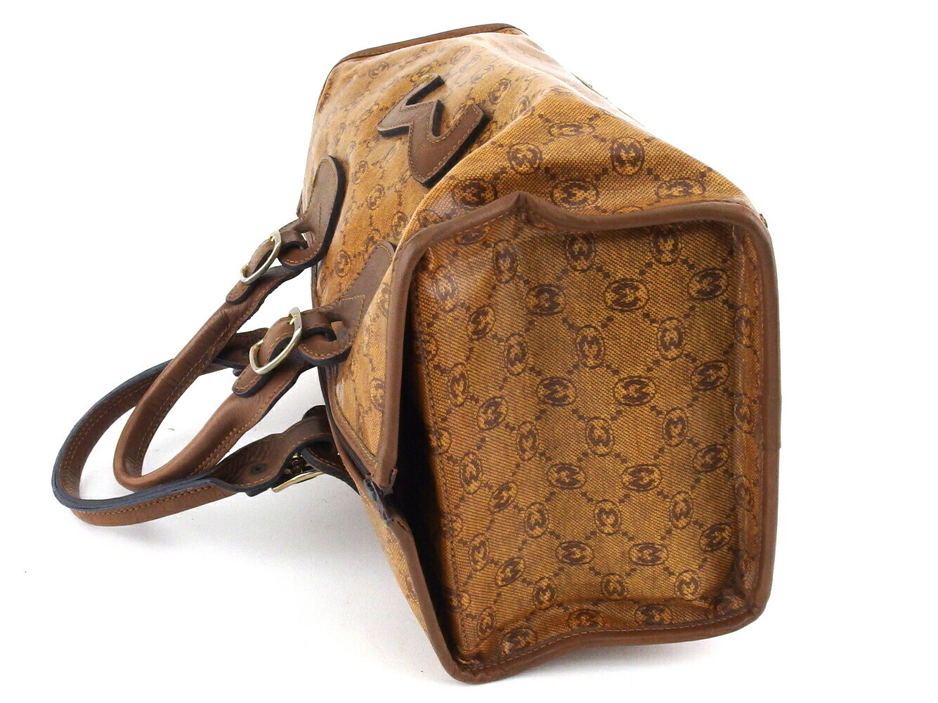 MORABITO Boston Bag Monogram Beige PVC x Leather Authentic USED T20348 ...