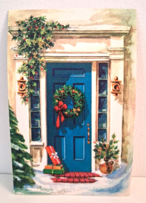 Vintage Paramount Christmas Greeting Card Front Door Scene Used | eBay