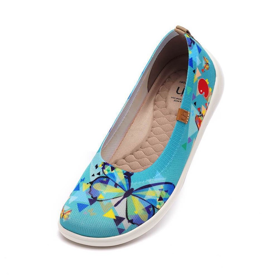 Women Size 5-12 UIN Slip On Shoes Canvas Comfortable "cubic butterflies ...