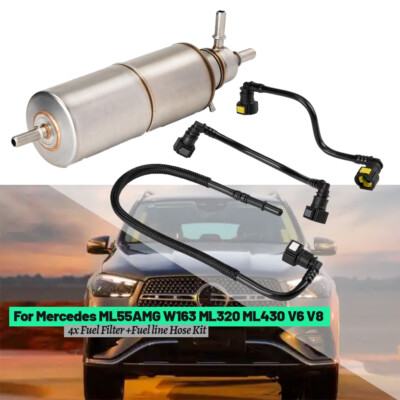 4x Fuel Filter +Fuel line Hose Kit For Mercedes ML55AMG W163 ML320 ...
