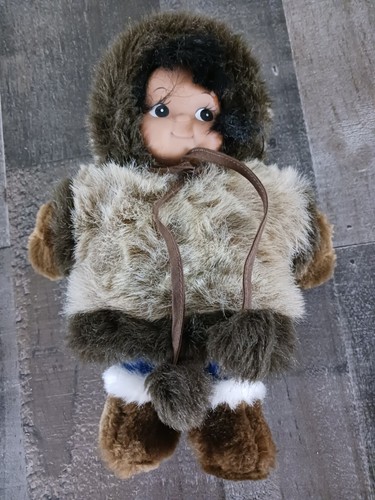 Kipmik Anchorage Alaska Eskimo Plush Girl Doll Brown Rubber Face Faux ...