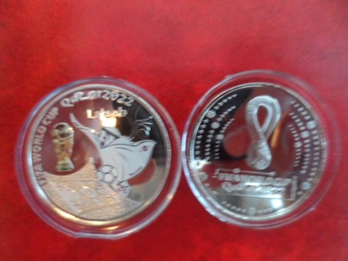QATAR 2022 FIFA WORLD CUP - Silver plated coin in acrylic protective ...