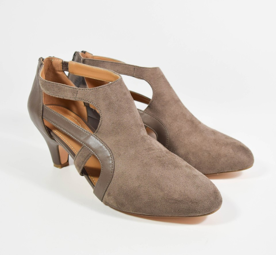 Comfort View Sage Taupe Side Cutout Heel Ankle Shootie Pumps Sz 11W | eBay