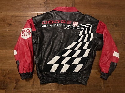 Dodge Motorsports Racing MOPAR Lamb Skin Leather Bomber Varsity Jacket ...