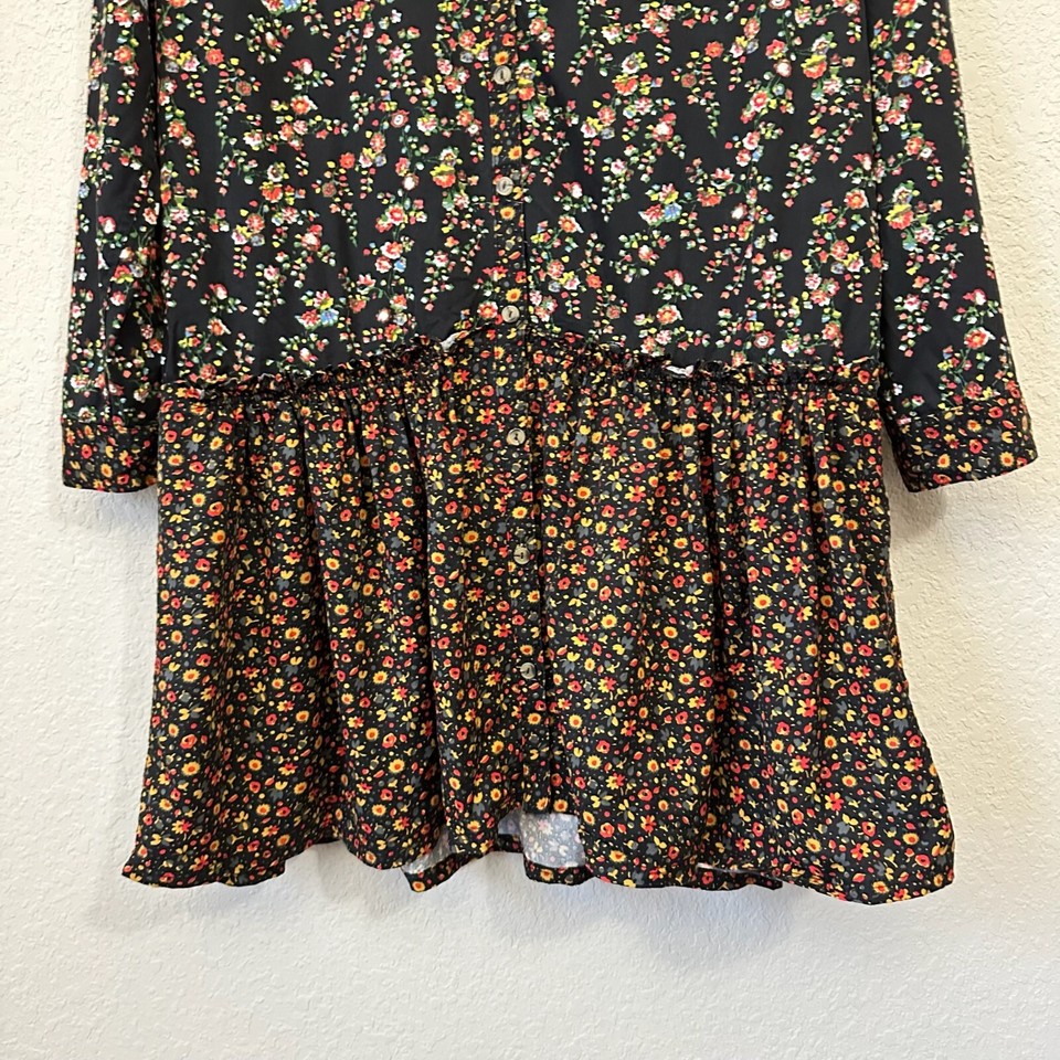 MAEVE ANTHROPOLOGIE Marlie Mini Dress Women Sz 14 Multi Floral Button Front Boho | eBay
