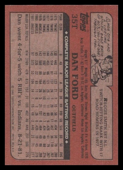 1982 Topps Traded #35T Dan Ford Baltimore Orioles Baseball card | eBay