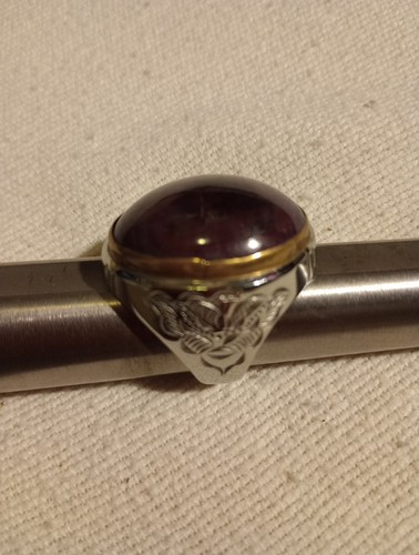 Huge Vintage men's Star Ruby Stainless Steel/Brass Ring. Size 8.5 | eBay