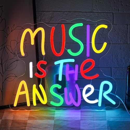 Music Is The Answer Neon Sign for Wall Decor Live Music Neon Light ...