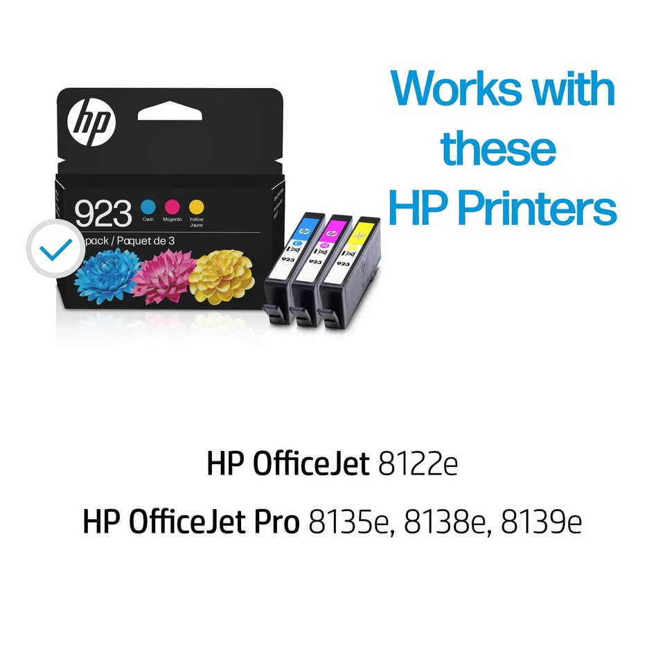 HP 923 Ink Cartridges Cyan Magenta Yellow 3 Pack for OfficeJet Printers ...