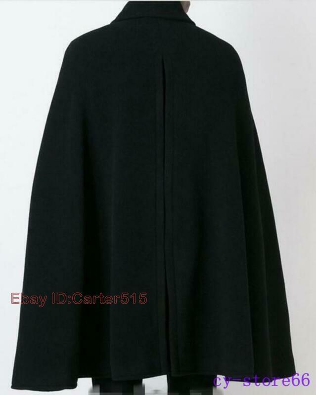 Winter Men's Wool Blend Trench Overcoat Loose Cloak Cape Lapel Jackets ...