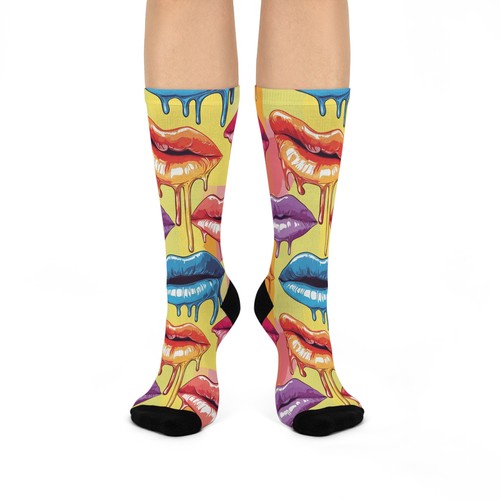 Lips pattern Crew Socks, Lip Pattern Gifts for Women, Lips Print Sock ...