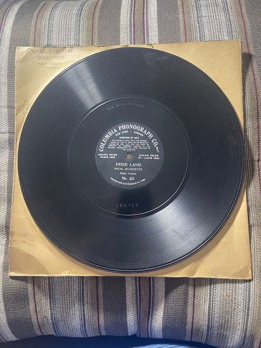 COLUMBIA Record 78 rpm 451 VOCAL QUARTETTE MALE - Dixie Land - Folk Art ...