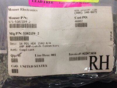 5102159-2 AMP CONN HEADER R/A 14POS 2.54MM 5 PIECES | eBay