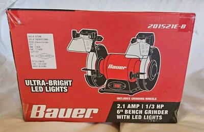 Bauer 201521E-B 6" Bench Grinder W/ LED Lights . New Open Box | eBay