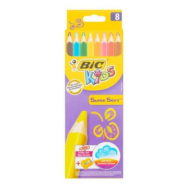 8 X BIC Kids Supersoft Triangular Jumbo Specific Sharpener Colouring ...