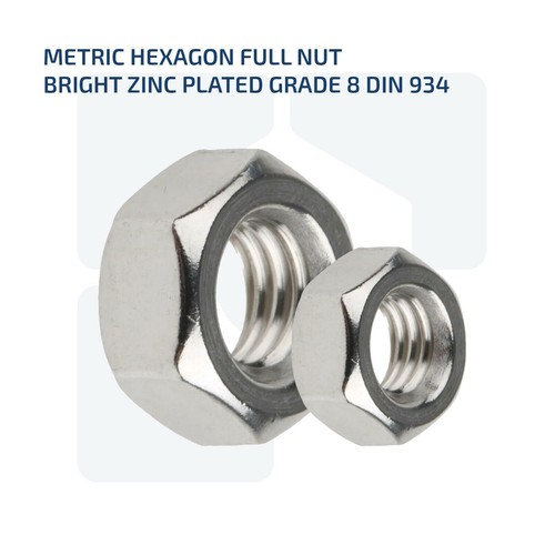 M6 HEX FULL NUT HEXAGON NUT BRIGHT ZINC PLATED MILD STEEL BZP GRADE 8 DIN 934 | eBay UK