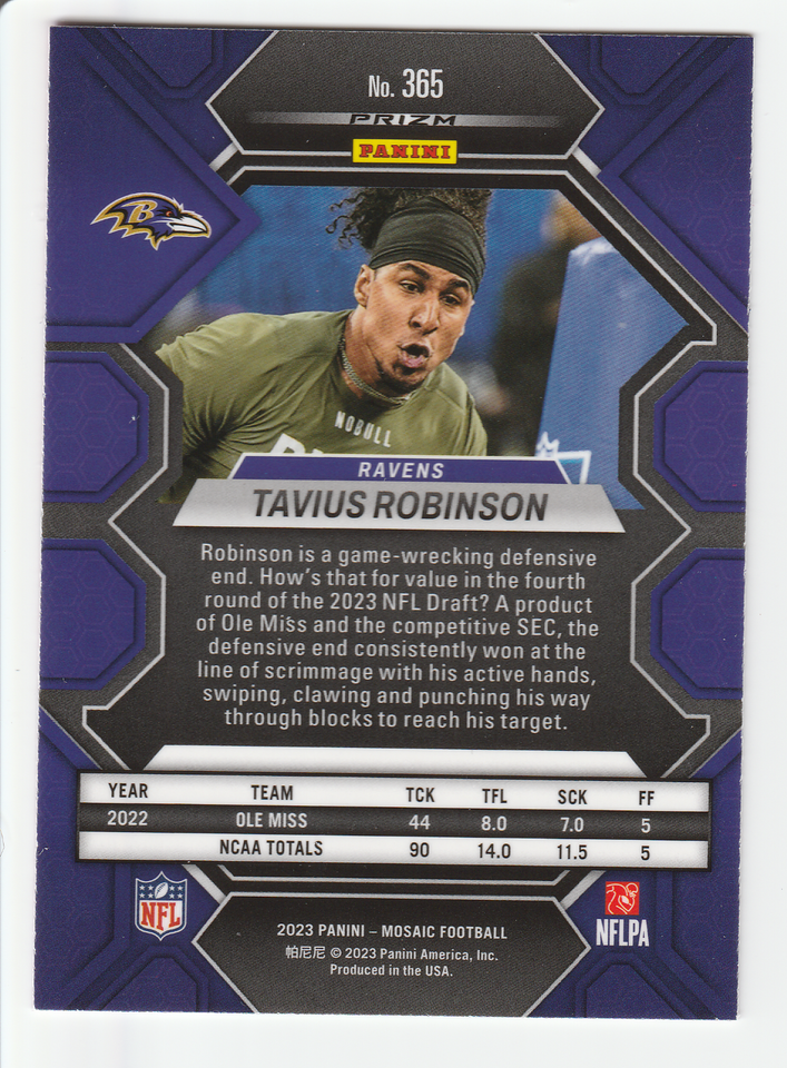Tavius Robinson 2023 Mosaic #365 Pink Camo Rookie RC Ravens | eBay