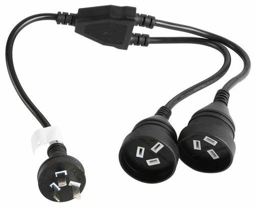 Y Power SPLITTER EXTENSION POWER Lead Cable - GPO Male 10A Plug 2 x GPO ...
