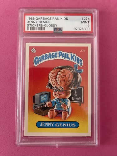1985 Topps Garbage Pail Kids GLOSSY 27b Jenny Genius PSA 9 MINT OS1 309 ...