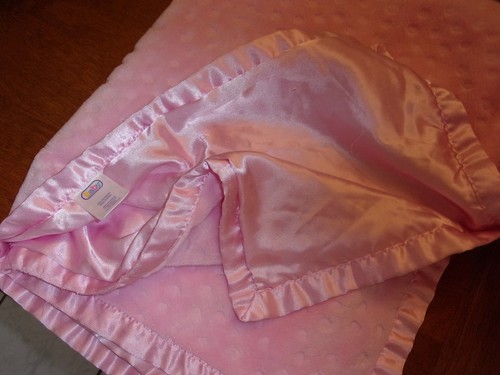 baby CONNECTION pink lovey security blanket satin dots dot reverse ...