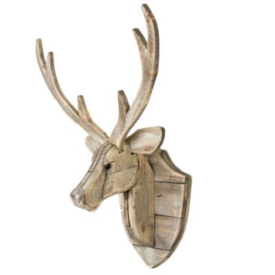 Recycled Wood Deer Head Wall Sculpture Woodland Plaque Rustic Cottage ...