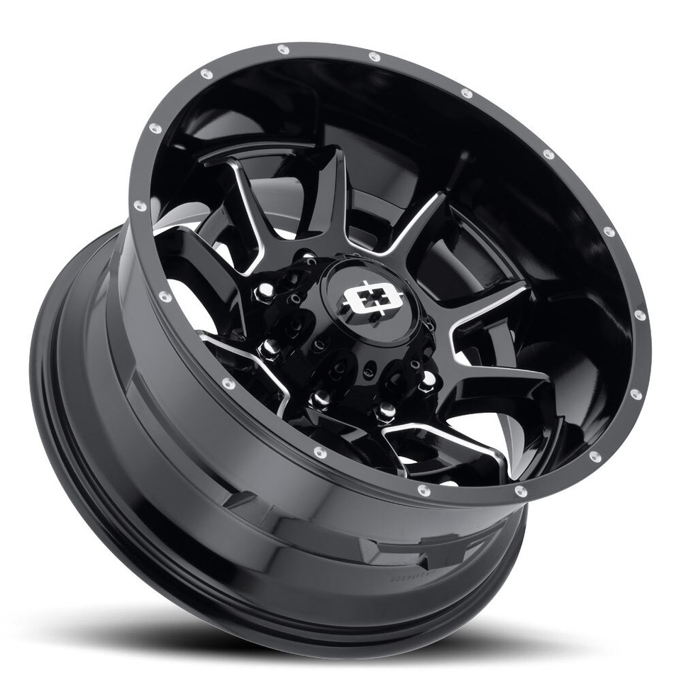 20x10 Black Milled Wheels Vision 415 Bomb 5x5.5/5x139.7 -25 (Set of 4 ...