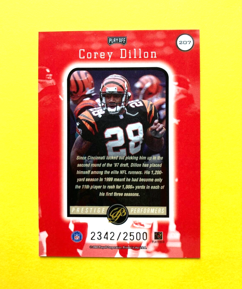 Corey Dillon 2000 Prestige Playoff 2342/2500 #207 Cincinnati Bengals | eBay