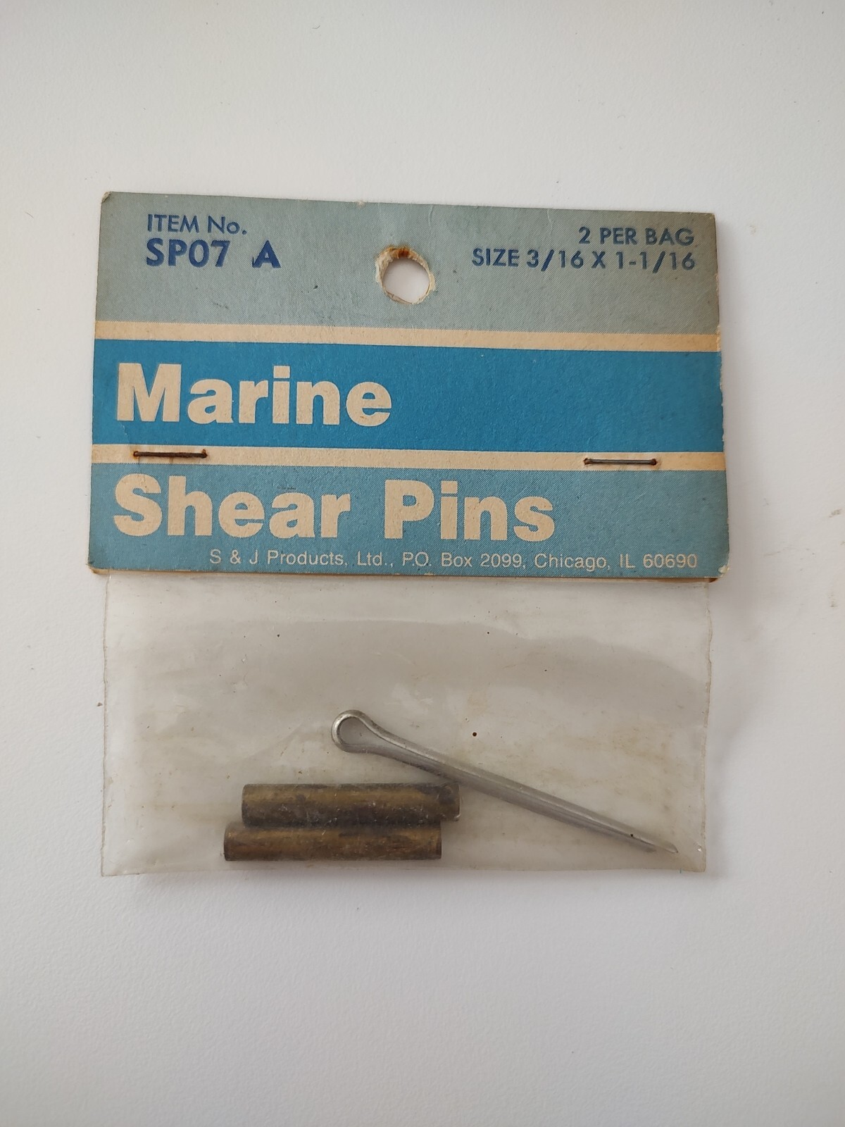 2-pack of Marine Shear Pins 3/16" x 1-1/16" & (1) Cotter Key SP07A S&J ...