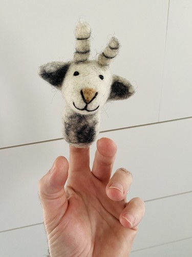 Goat Finger Puppet Hand Needle Felted Organic Handmade 100% New Zealand ...