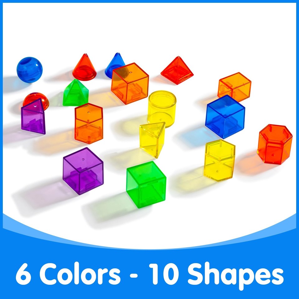 60 Pieces 3D Shapes for Teaching - Geometric Solids for Kids,Light ...