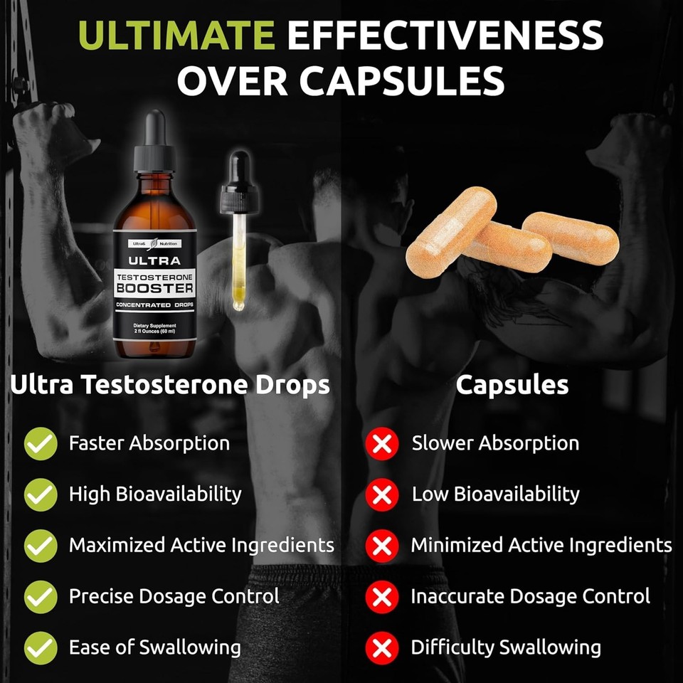 Ultra6 Nutrition Testosterone Booster Liquid Men Women Endurance Fast ...