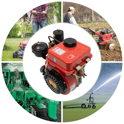 196CC 4-Stroke 3HP Diesel Engine Single Cylinder Forced Air-Cooled ...