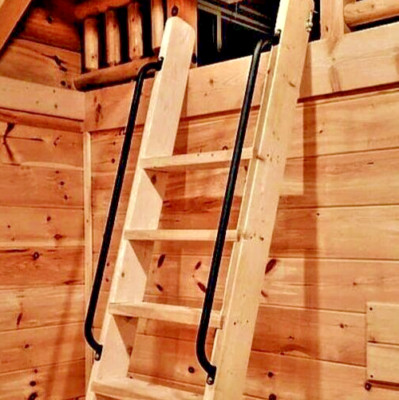 a PAIR of SAFETY HANDRAILS for a Ladder. BLACK metal Non-Slip ...