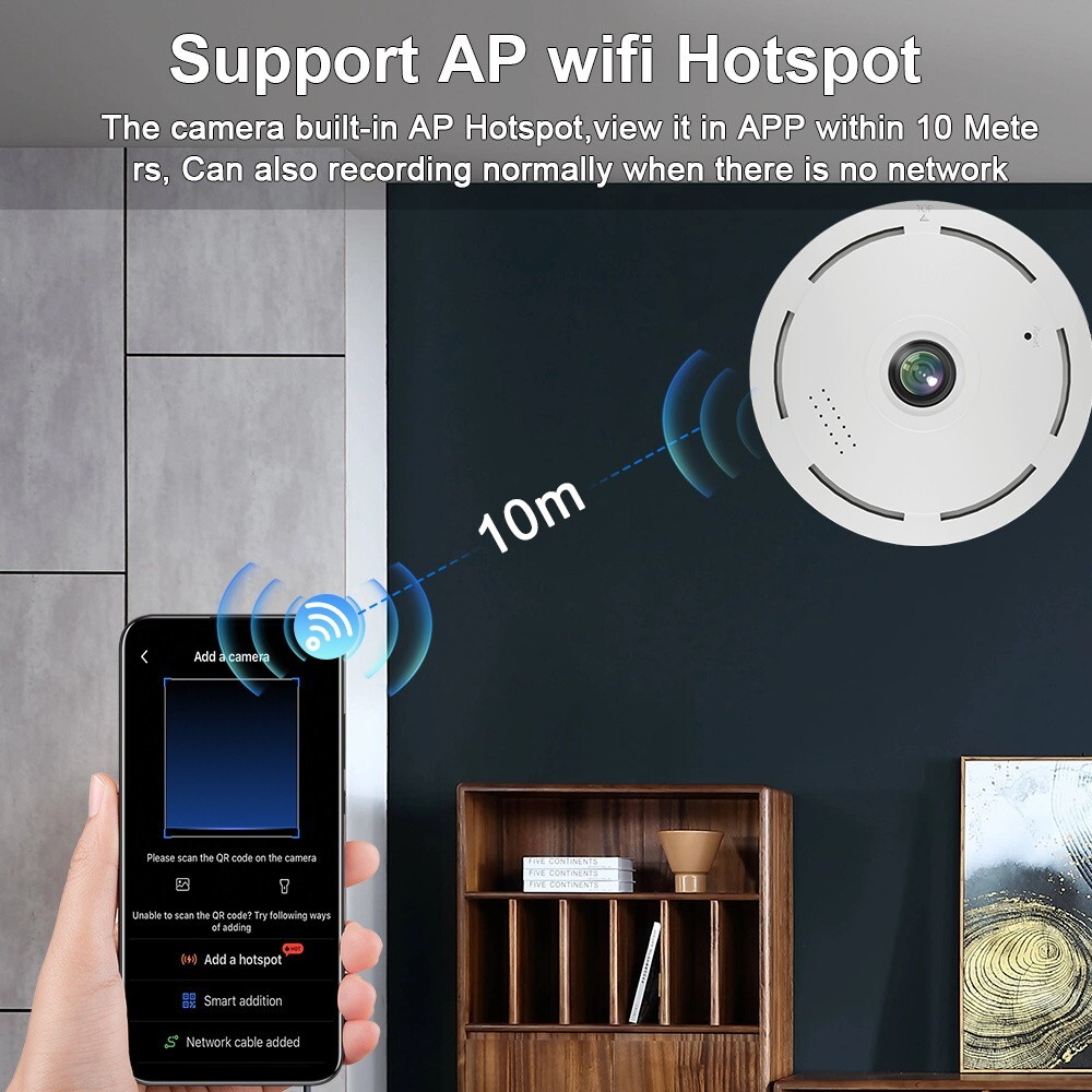 4MP Wireless Wifi IP Surveillance Camera 360 Wide Angle Panoramic ...
