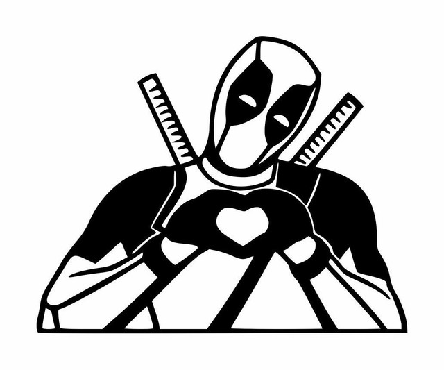 Deadpool Heart Hands Decal #2 4"x 5" Custom Colors | eBay